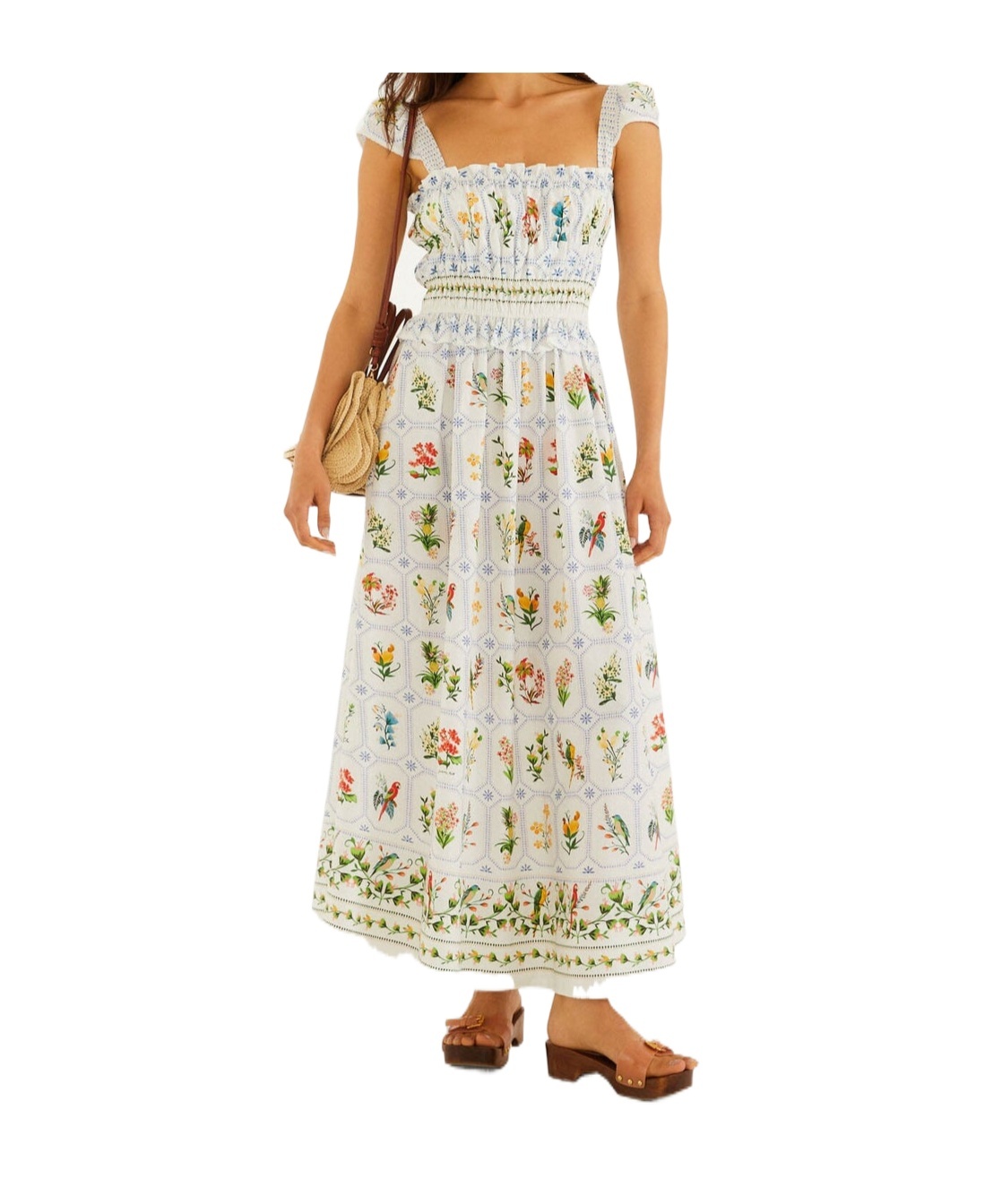 FARM RIO Farm Rio Smocked Floral Maxi Dress
